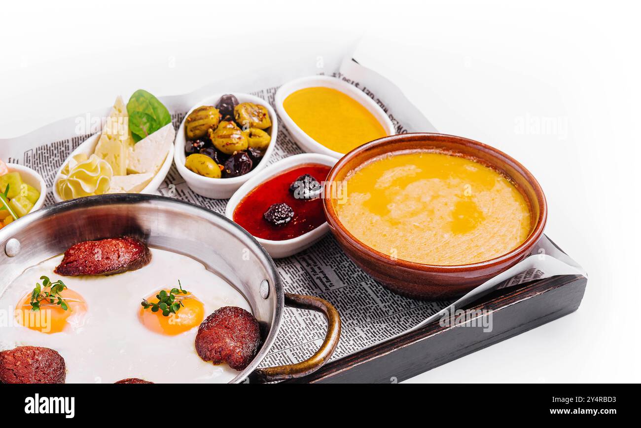 Full English breakfast isolated on white Stock Photo - Alamy