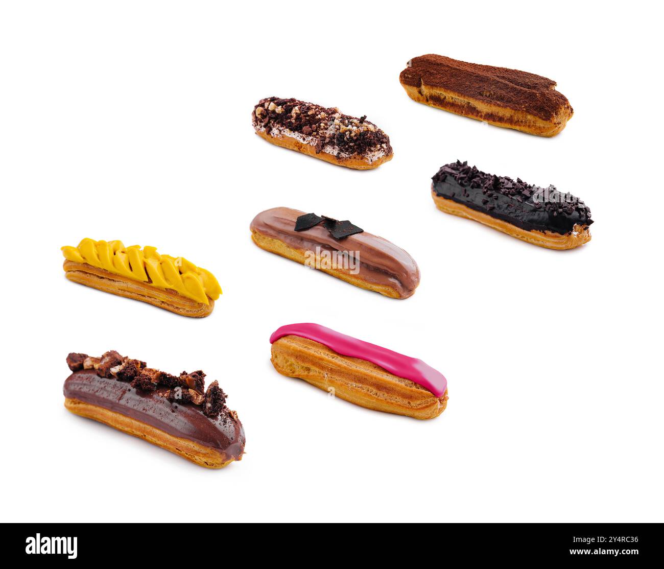 large selection of different types of French eclairs Stock Photo - Alamy
