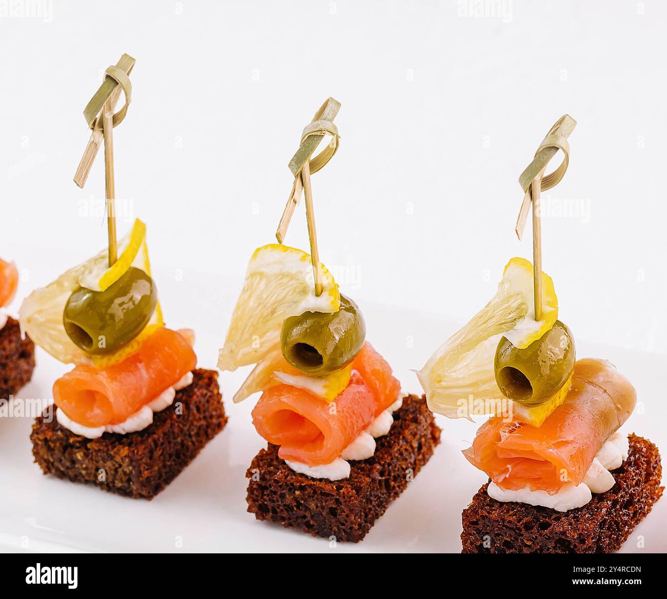 canapes with cheese and red fish Stock Photo - Alamy
