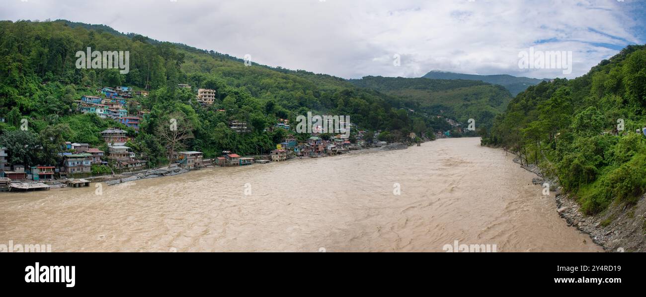Panoramic view of River Tista from Tista Bridge, Kalimpong Stock Photo ...