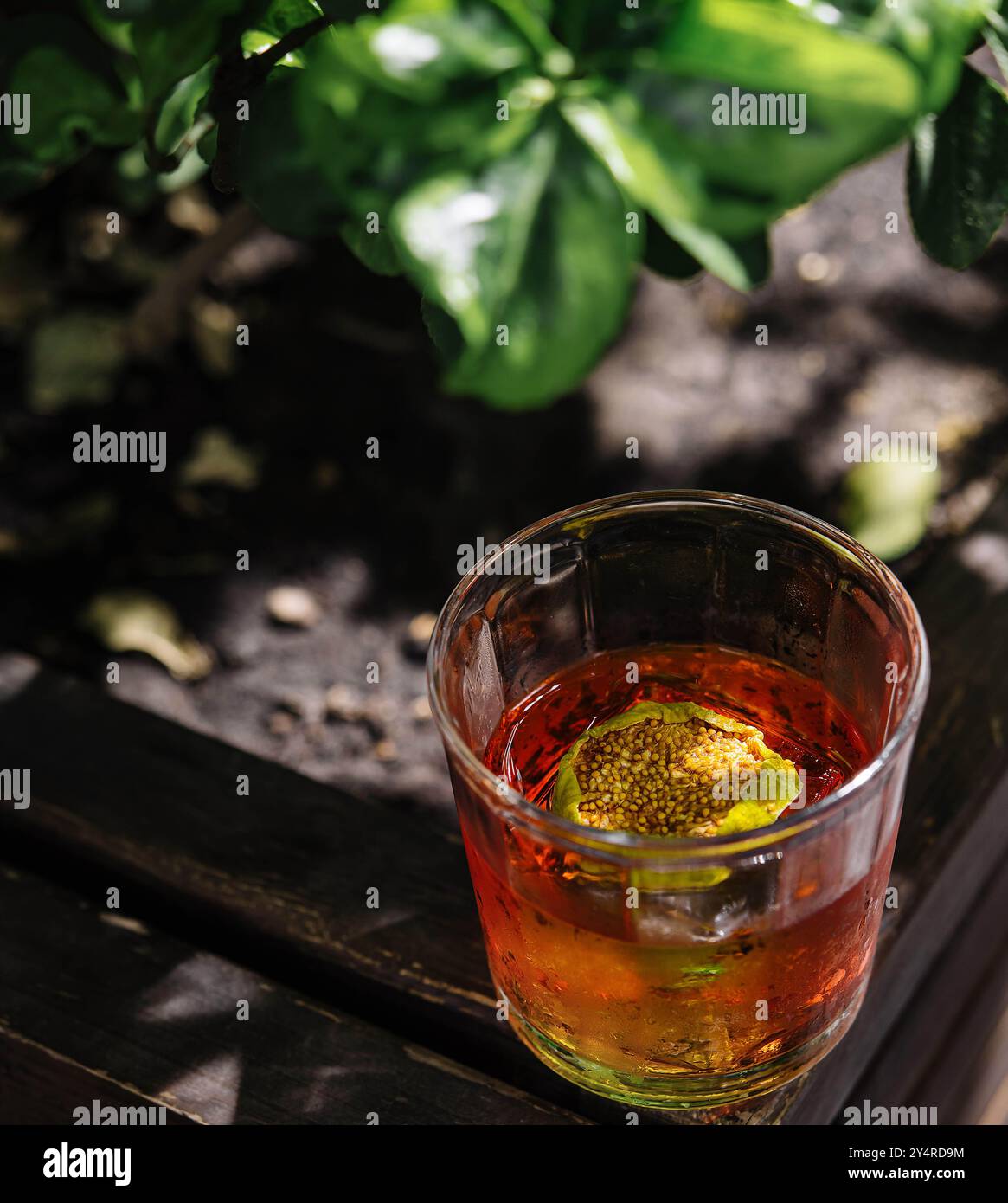 Alcoholic Negroni Cocktail top view Stock Photo - Alamy