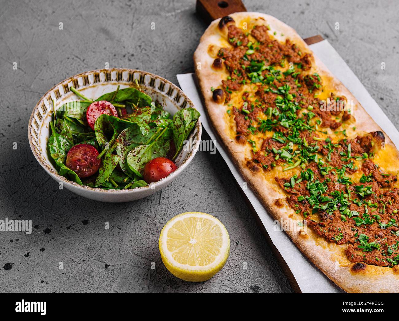 Pide is a Turkish flatbread stuffed with minced lamb and beef Stock ...