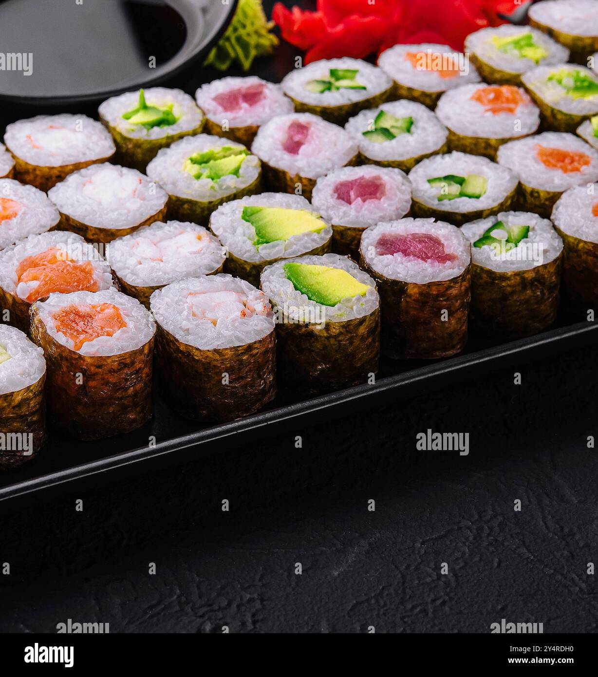 Japanese sushi big set on top view Stock Photo - Alamy