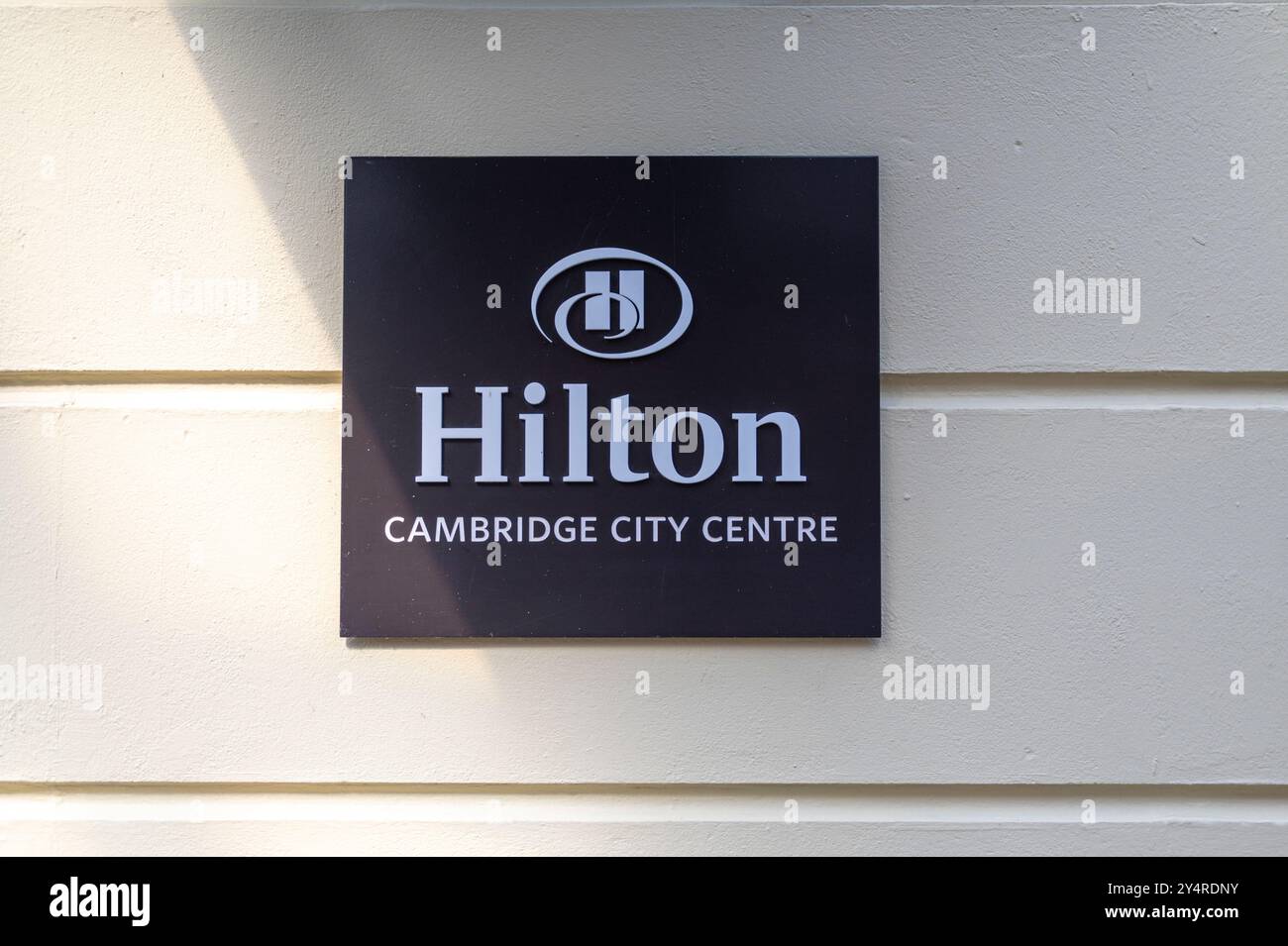 The sign for the Hilton Hotel, Cambridge City Centre, Cambridge UK ...