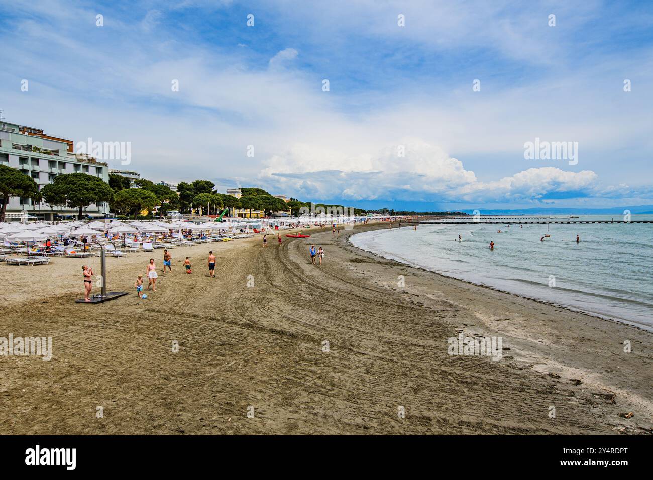 GRADO, ITALY – JUNE 02, 2024: Beaches of Grado, known for their sandy ...