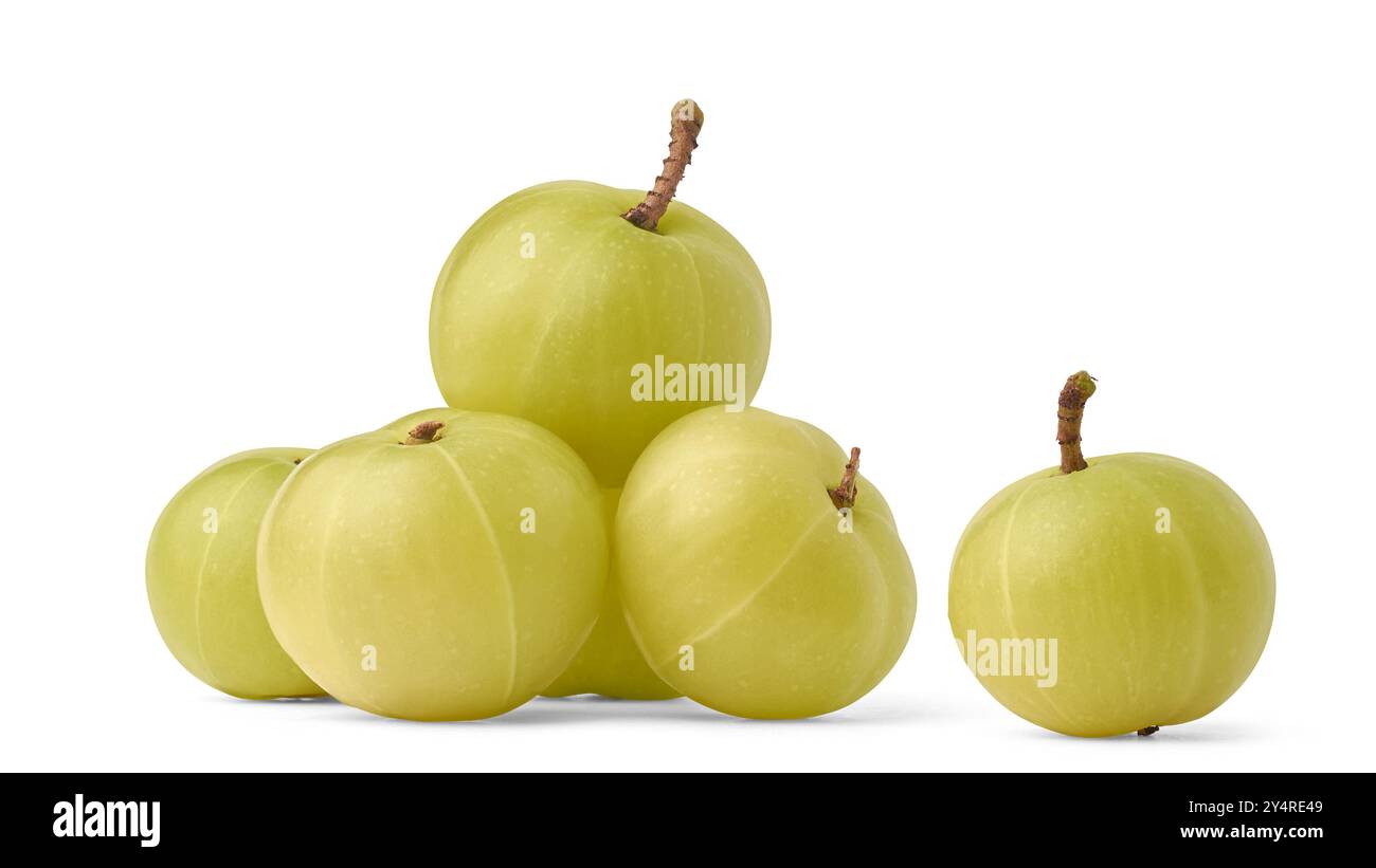 fresh amla or indian gooseberry isolated white background, small ...