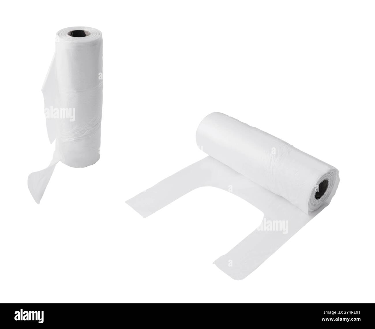 White polyethylene trash bags roll isolated on white background Stock ...