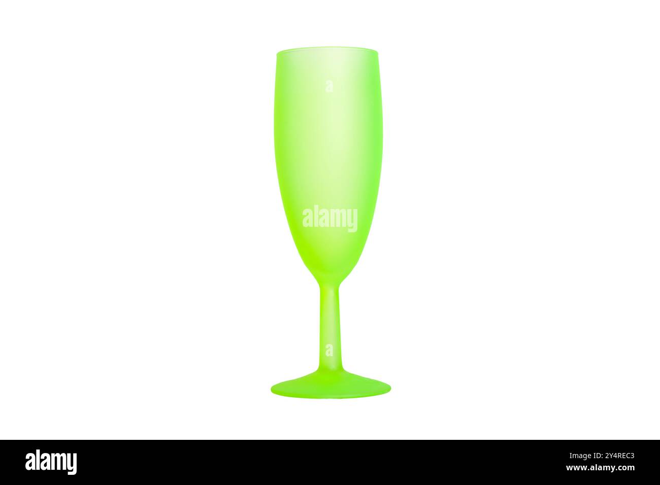 Green matt champaign glass isolated on white. Free space for text ...