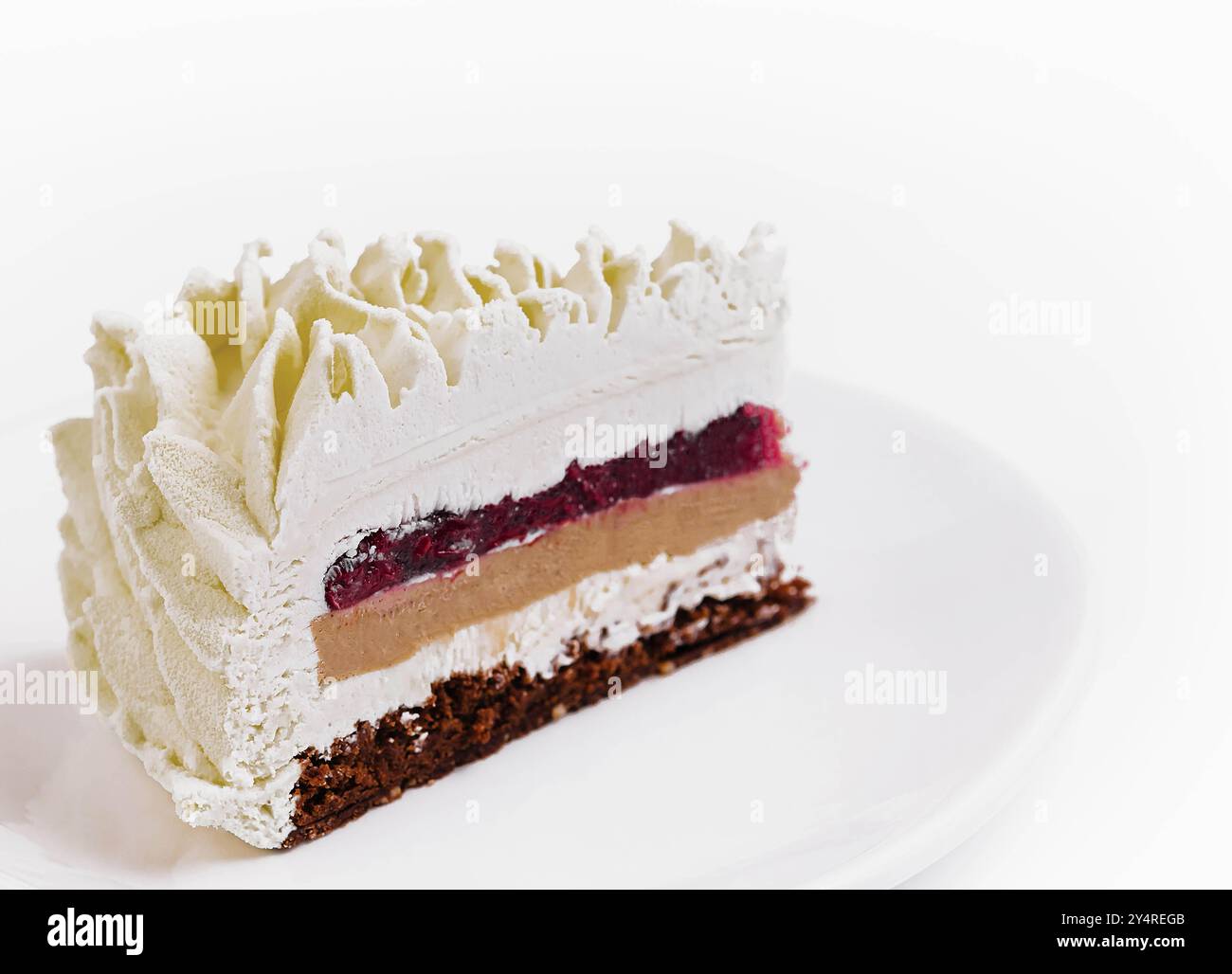 Layered Mousse Cake on plate isolated Stock Photo - Alamy