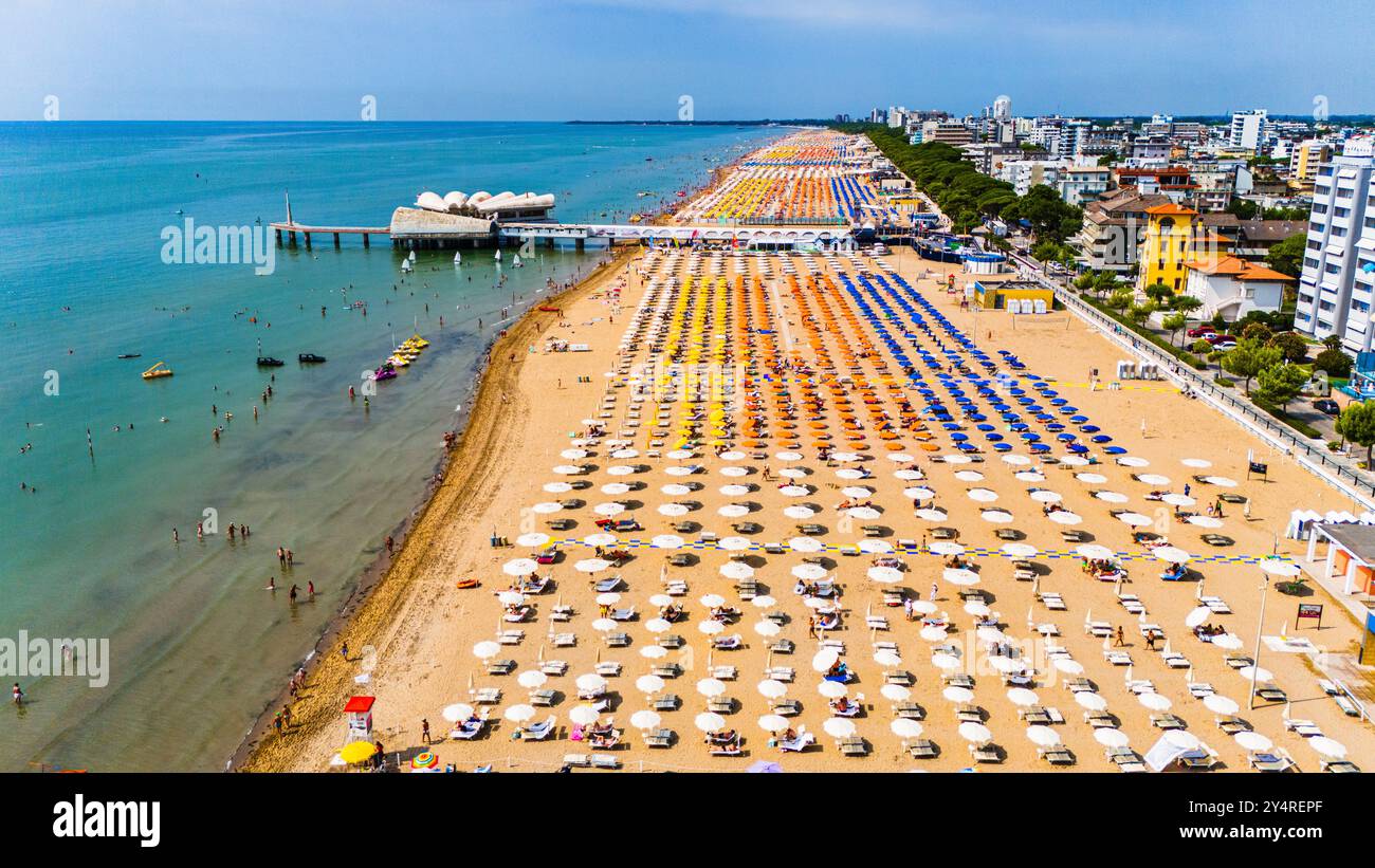 LIGNANO SABBIADORO, ITALY – JULY 22, 2024: Beaches of Lignano ...