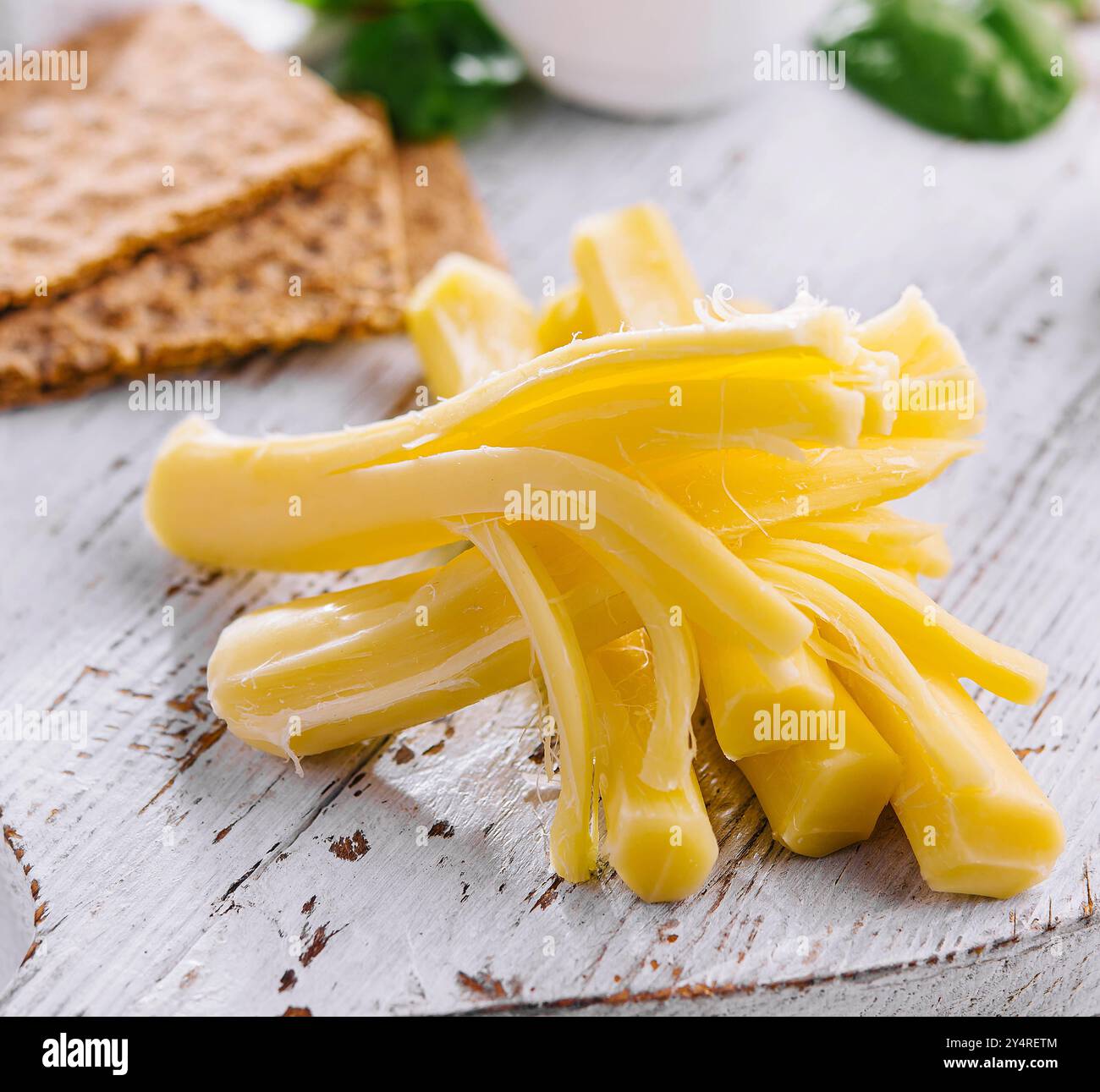Traditional handmade Slovakian korbacik string Cheese Stock Photo - Alamy