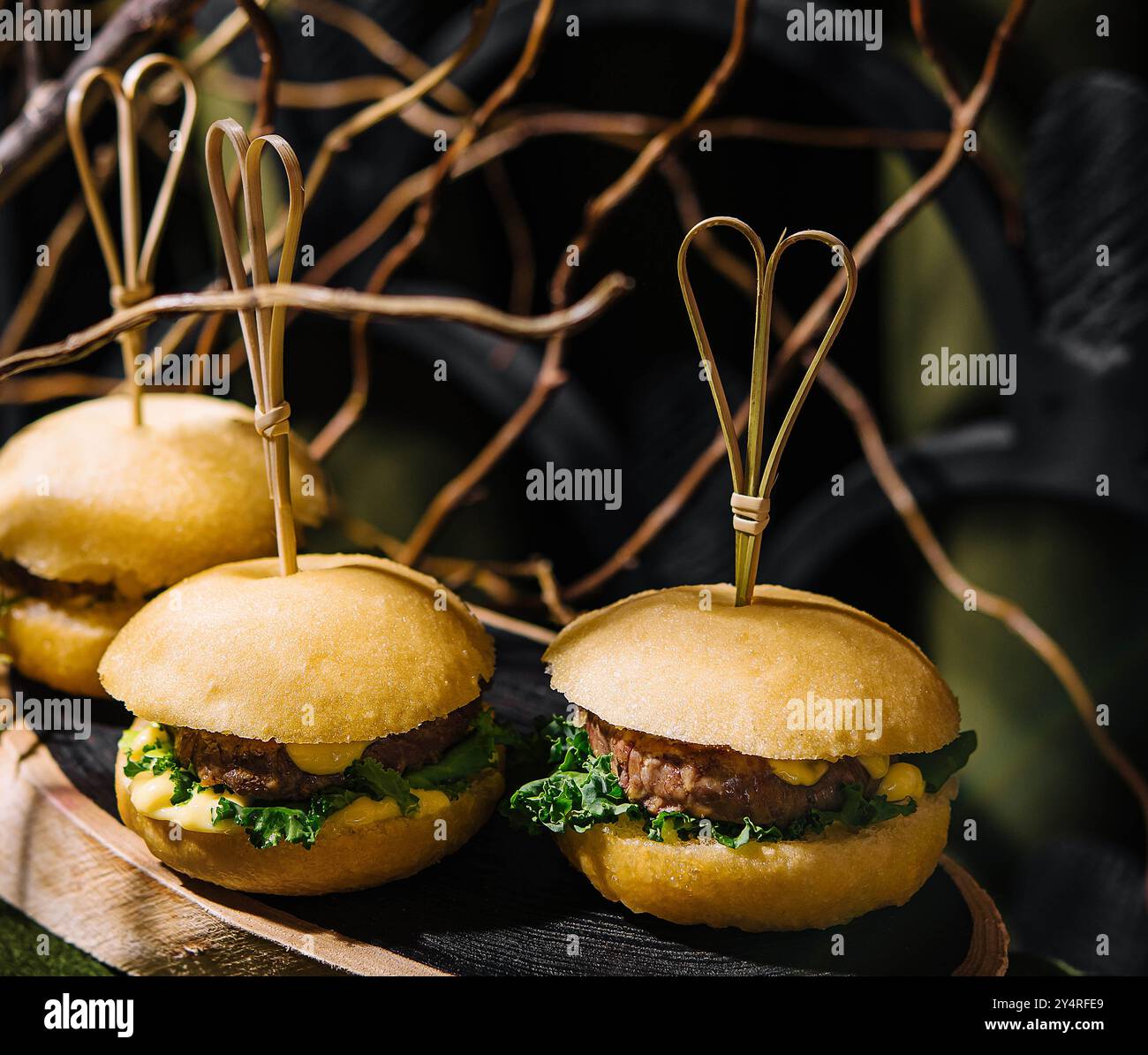 Three mini beef burgers hi-res stock photography and images - Alamy