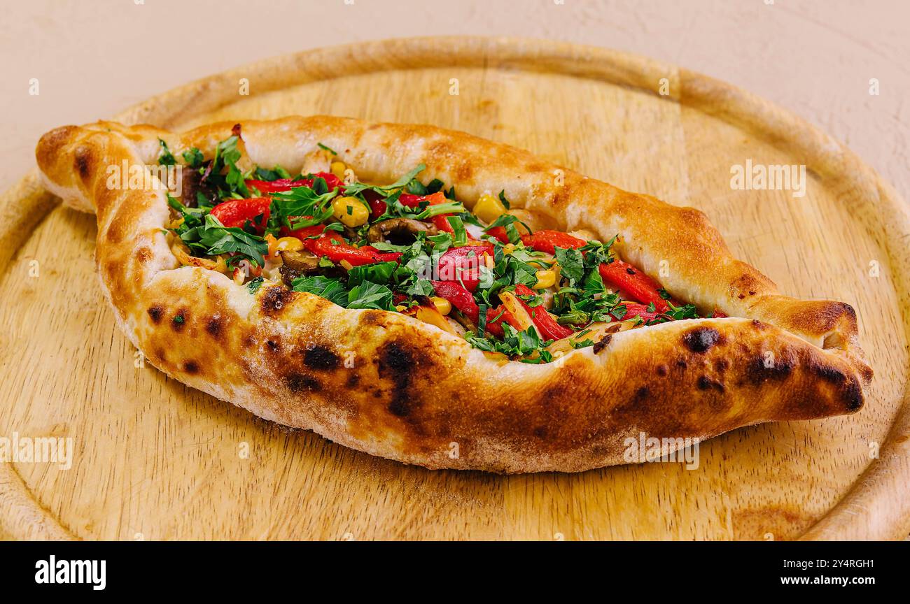 traditional turkish meat pide on wooden Stock Photo - Alamy