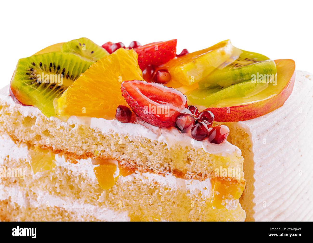sponge cake with berries and fruits Stock Photo - Alamy