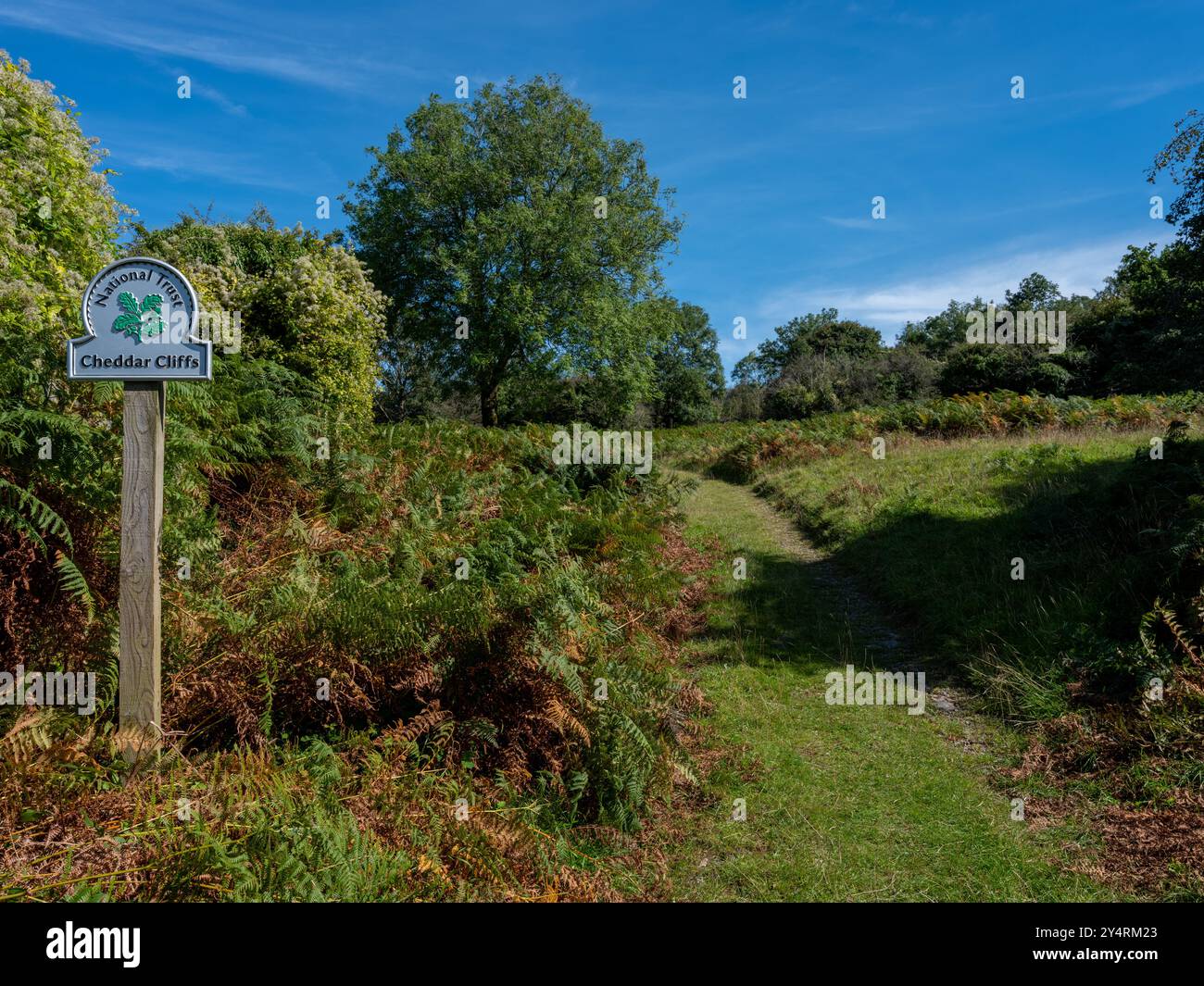 September 2024 - National Trust sign for Cheddar Cliffs above Cheddar ...