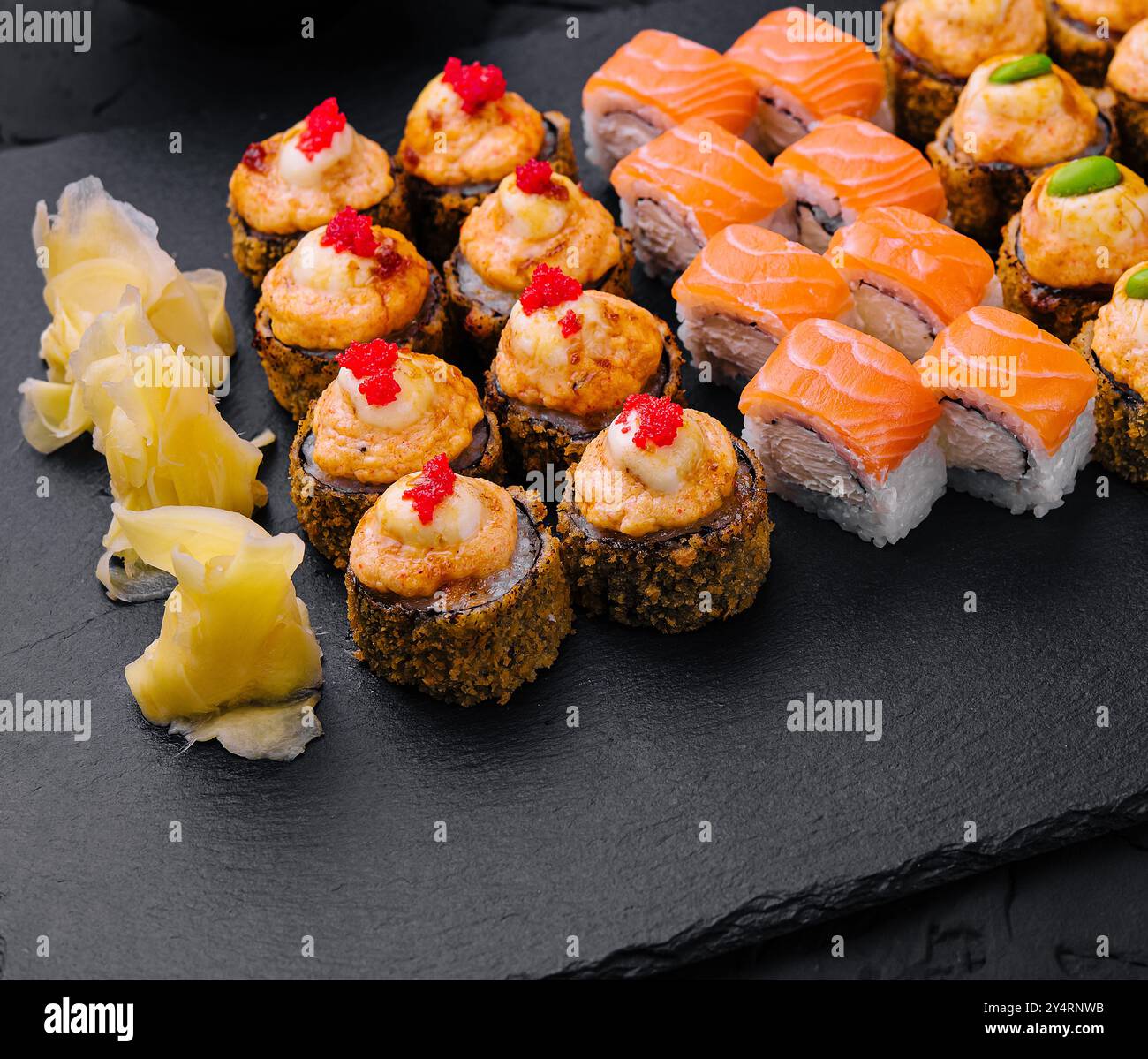 Japanese sushi big set on top view Stock Photo - Alamy
