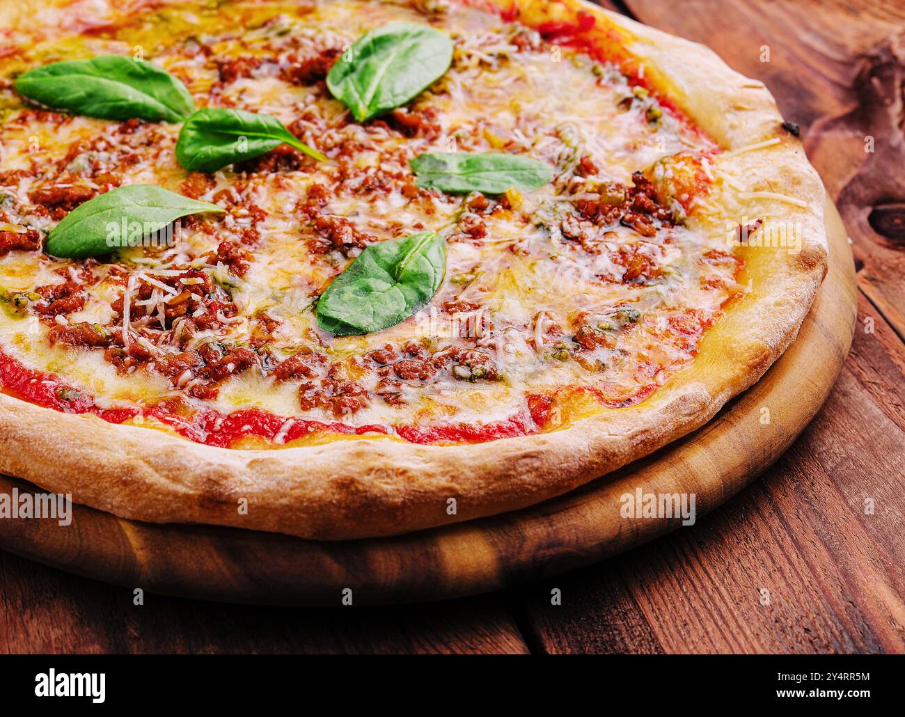 hot spicy pizza with minced meat Stock Photo - Alamy