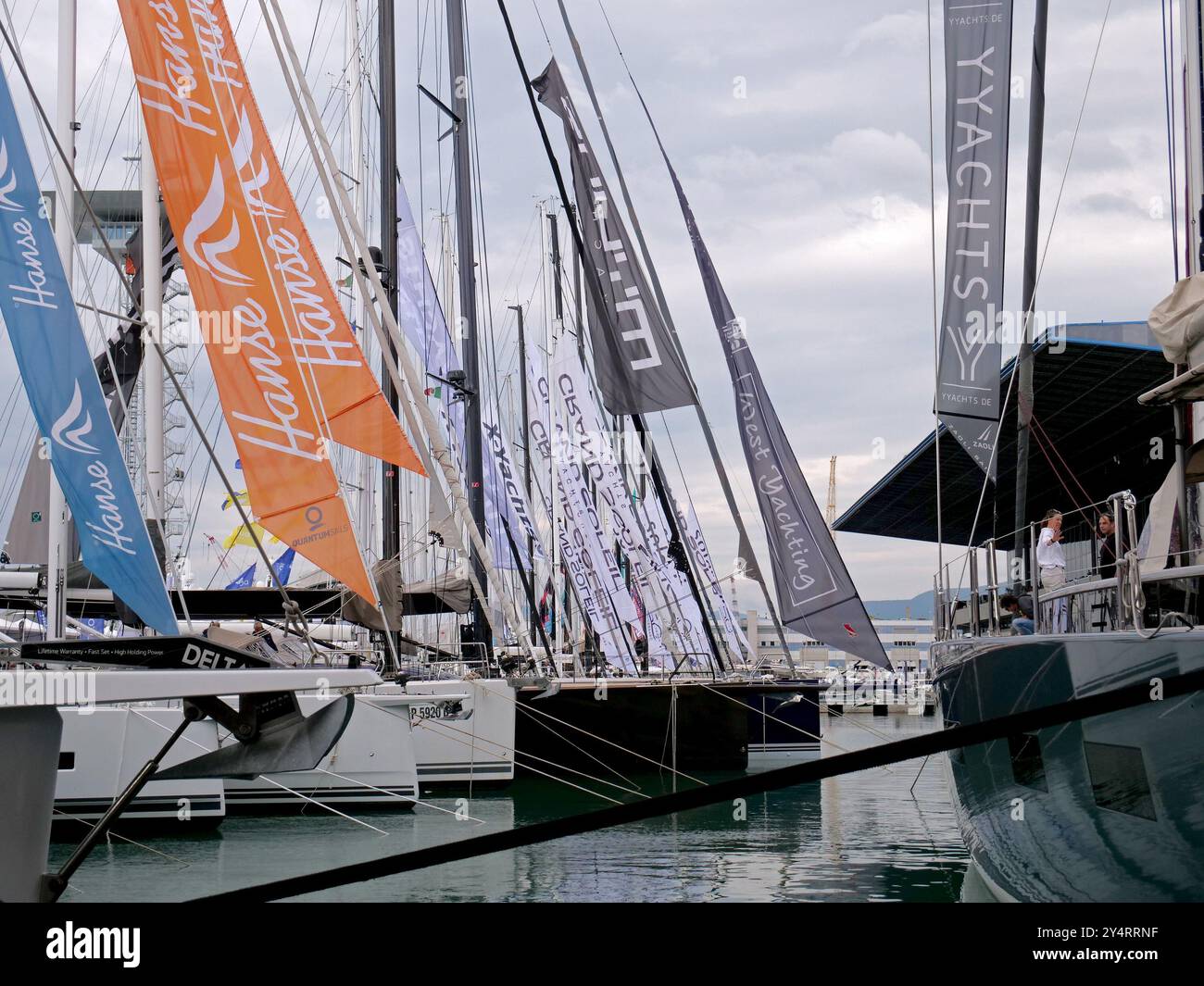 Genoa - Genoa 19/9/2024: large sailing yachts on display on the dock ...