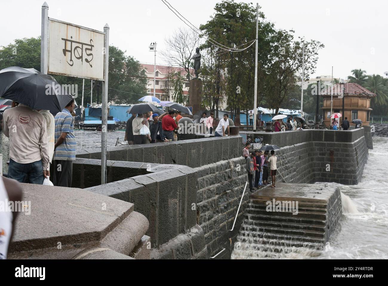 Mumbai, Maharashtra / India - June 11, 2008: Splash of seawater near ...