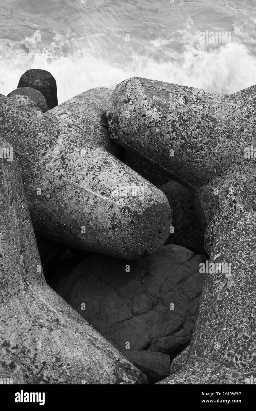 Marine Line, Maharashtra / India - June 13, 2008 : Sea water and stones ...