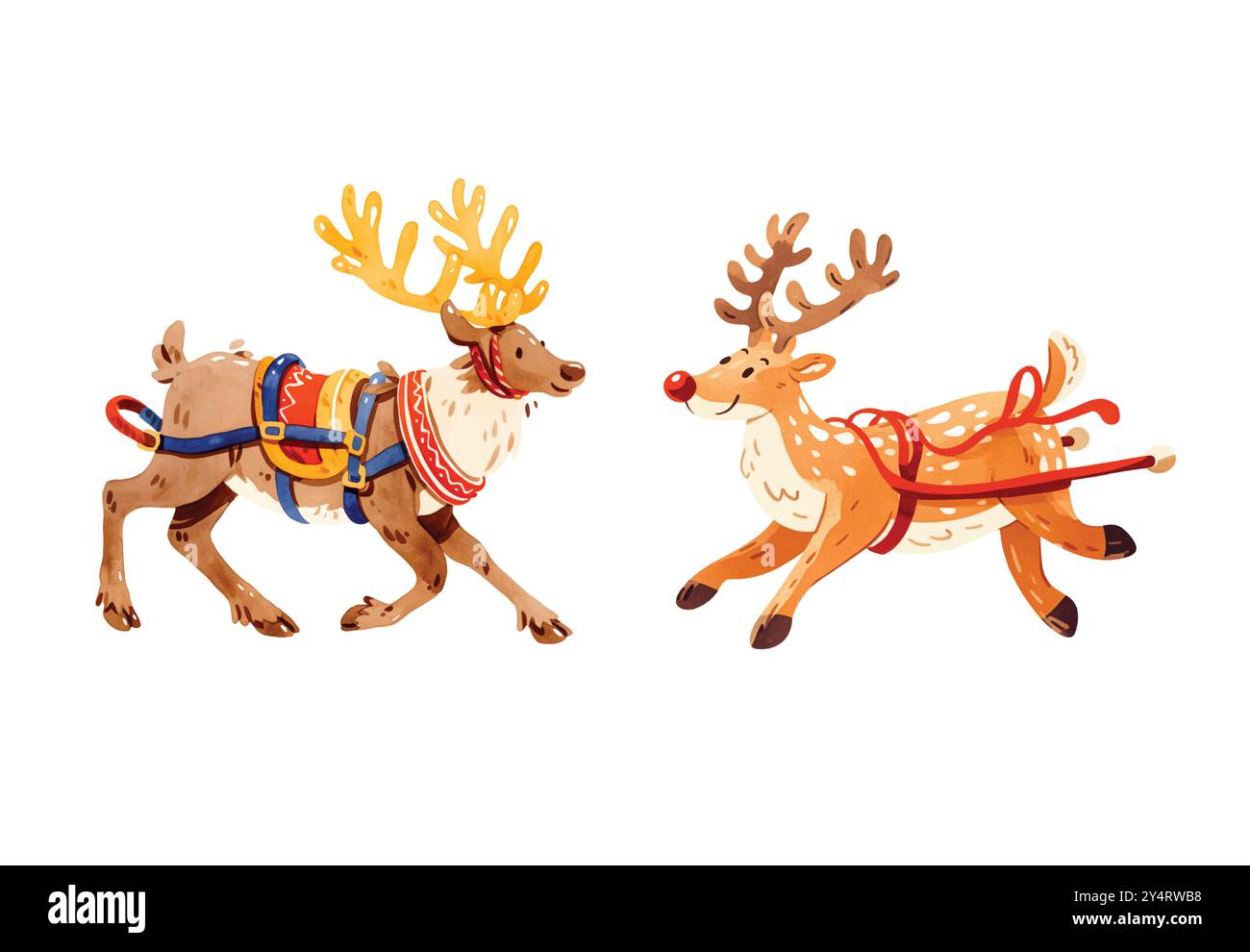 Cute christmas reindeers cartoon hi-res stock photography and images ...