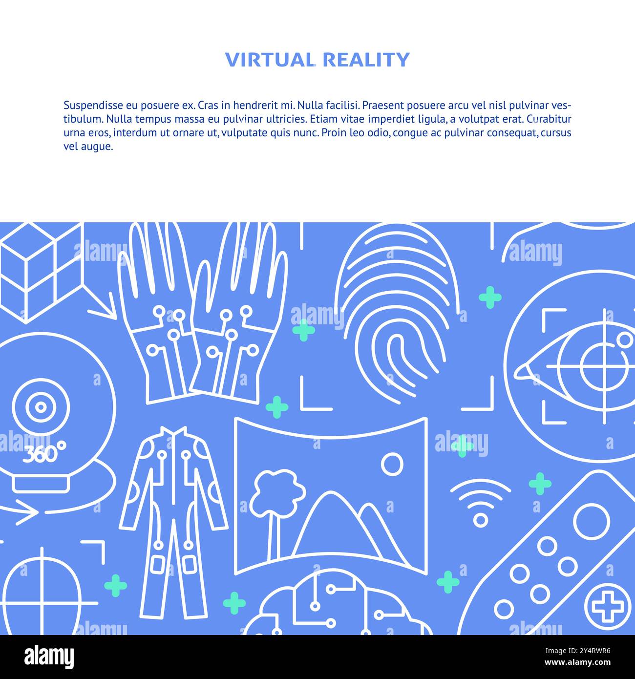 Virtual reality concept banner in line style with place for text ...