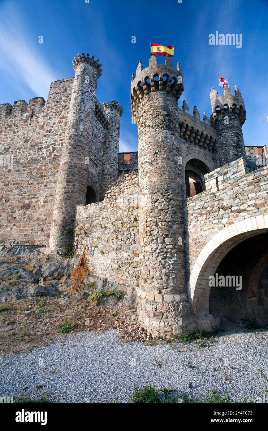 The majestic entrance of the Temple Castle showcases stone walls and ...