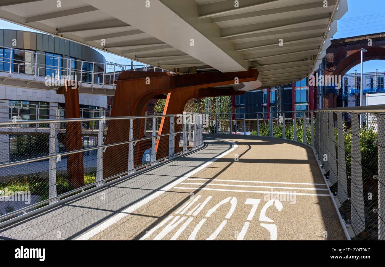 The cycle and pedestrian ramp which leads up to Viaduct Park above the ...