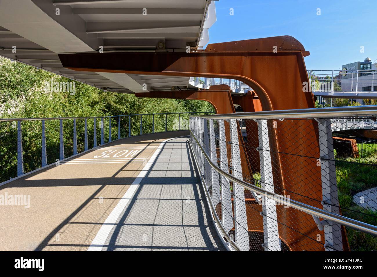 The cycle and pedestrian ramp which leads up to Viaduct Park above the ...