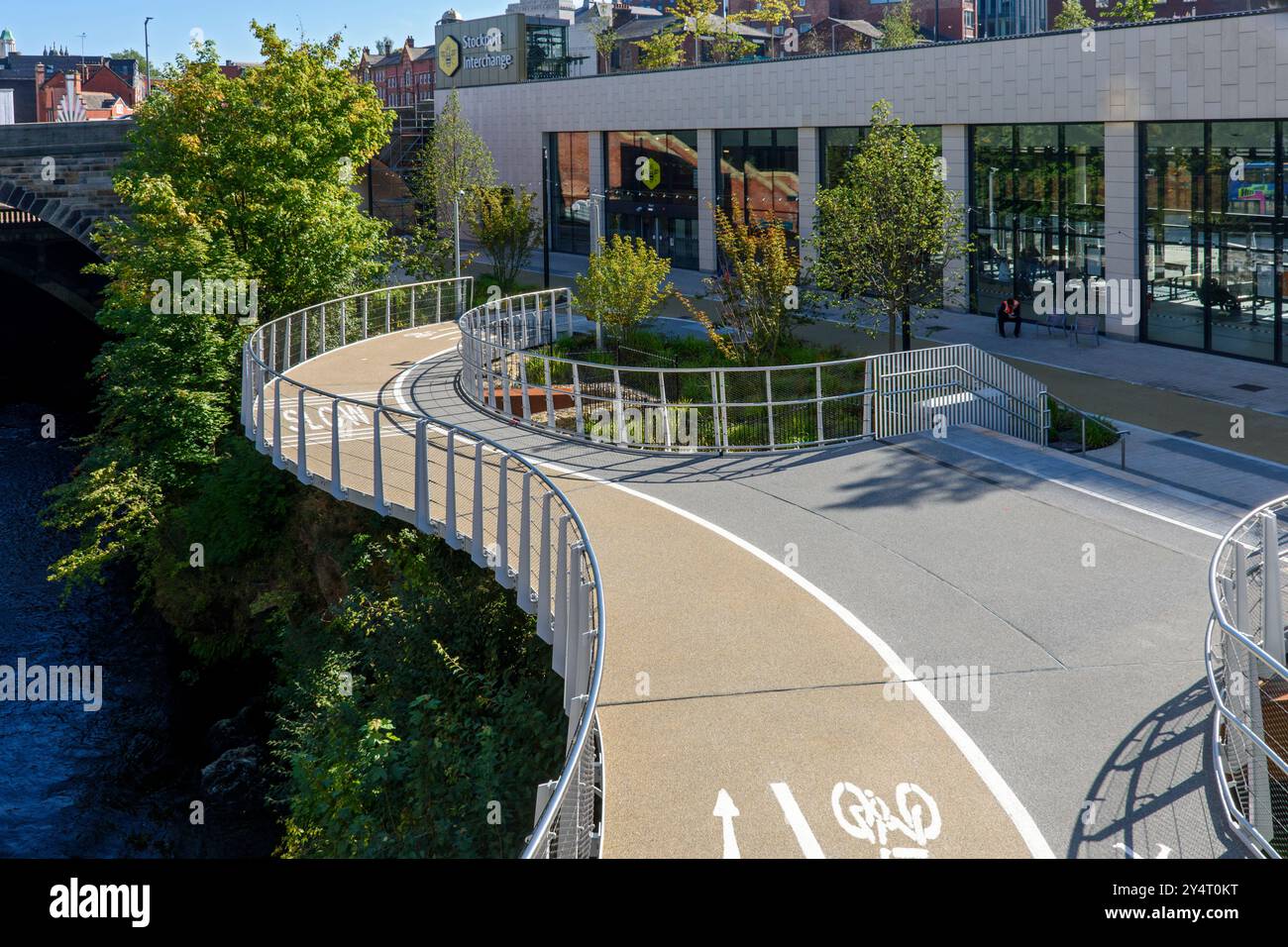 The cycle and pedestrian ramp which leads up to Viaduct Park above the ...