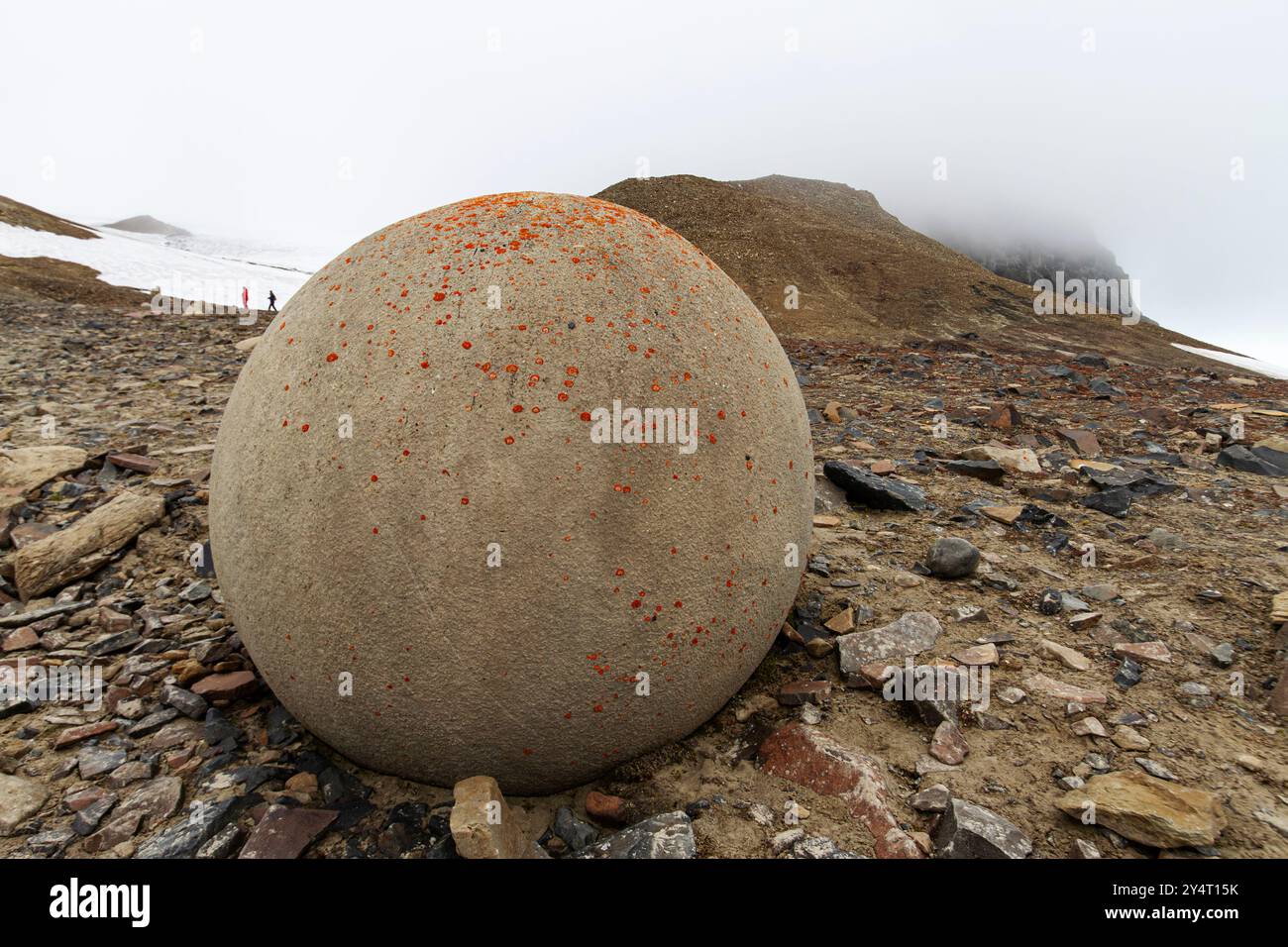 Spherical rock formed in a geological process called cementation on ...