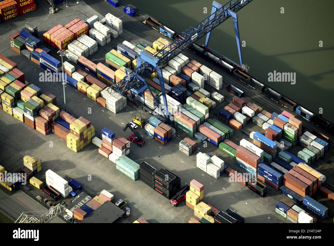Container terminal in the port of Duisburg, container, port, inland ...