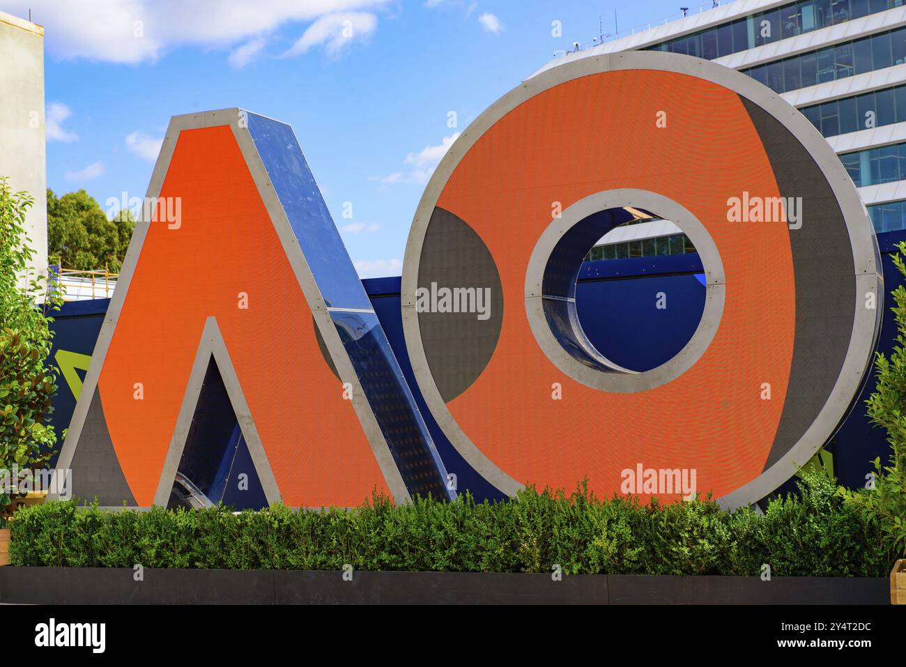 Logo of Australian Open 2020 at Melbourne Park, Melbourne, Australia ...