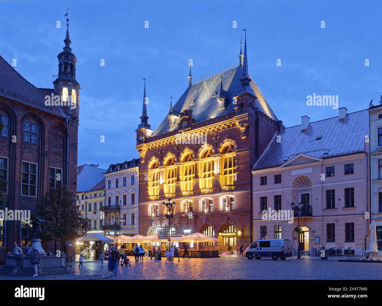 The Areszt Sledczy in the medieval old town of Thorn, illuminated in ...