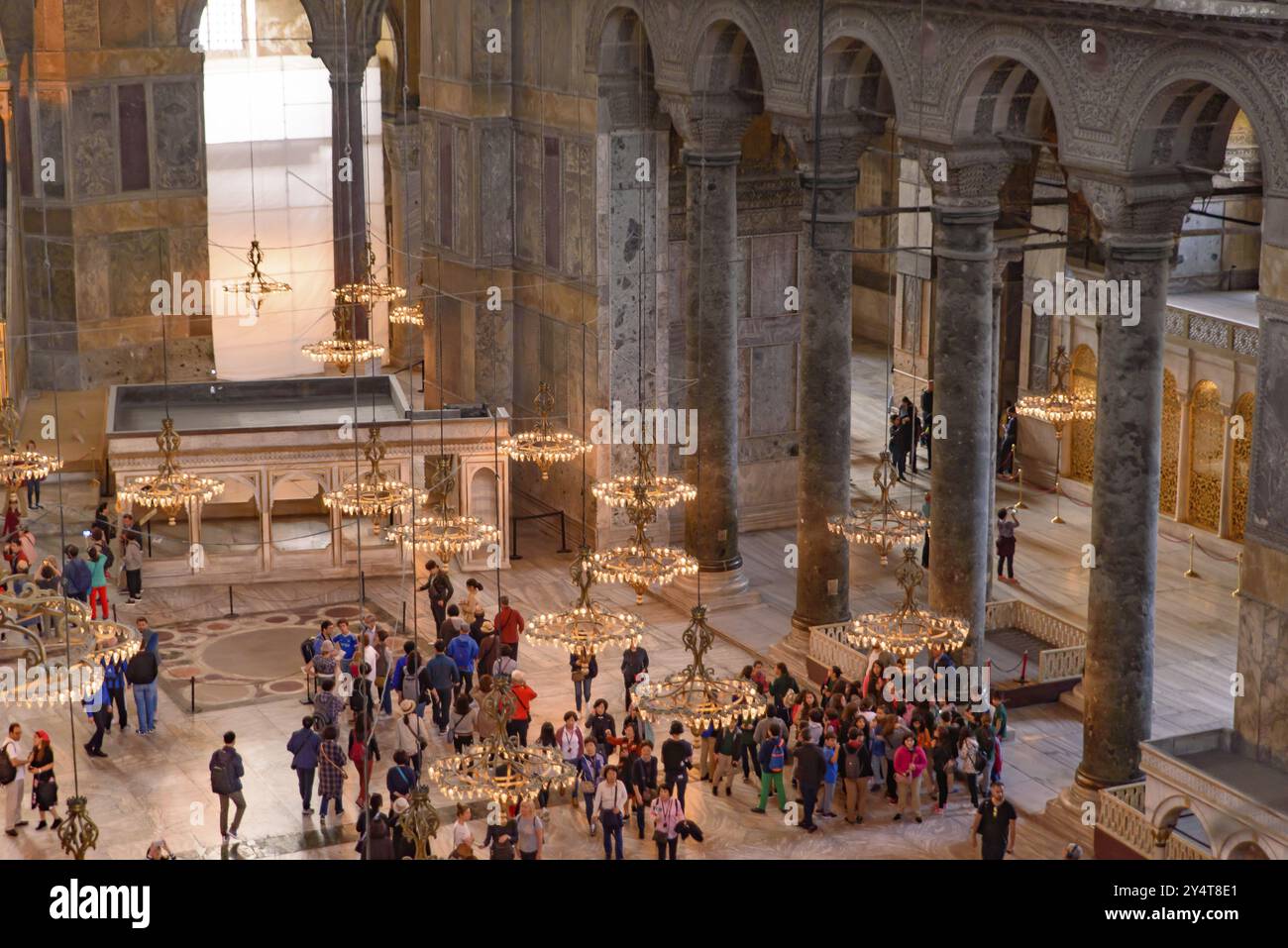 Tourists inside Hagia Sophia, former Orthodox cathedral and Ottoman ...
