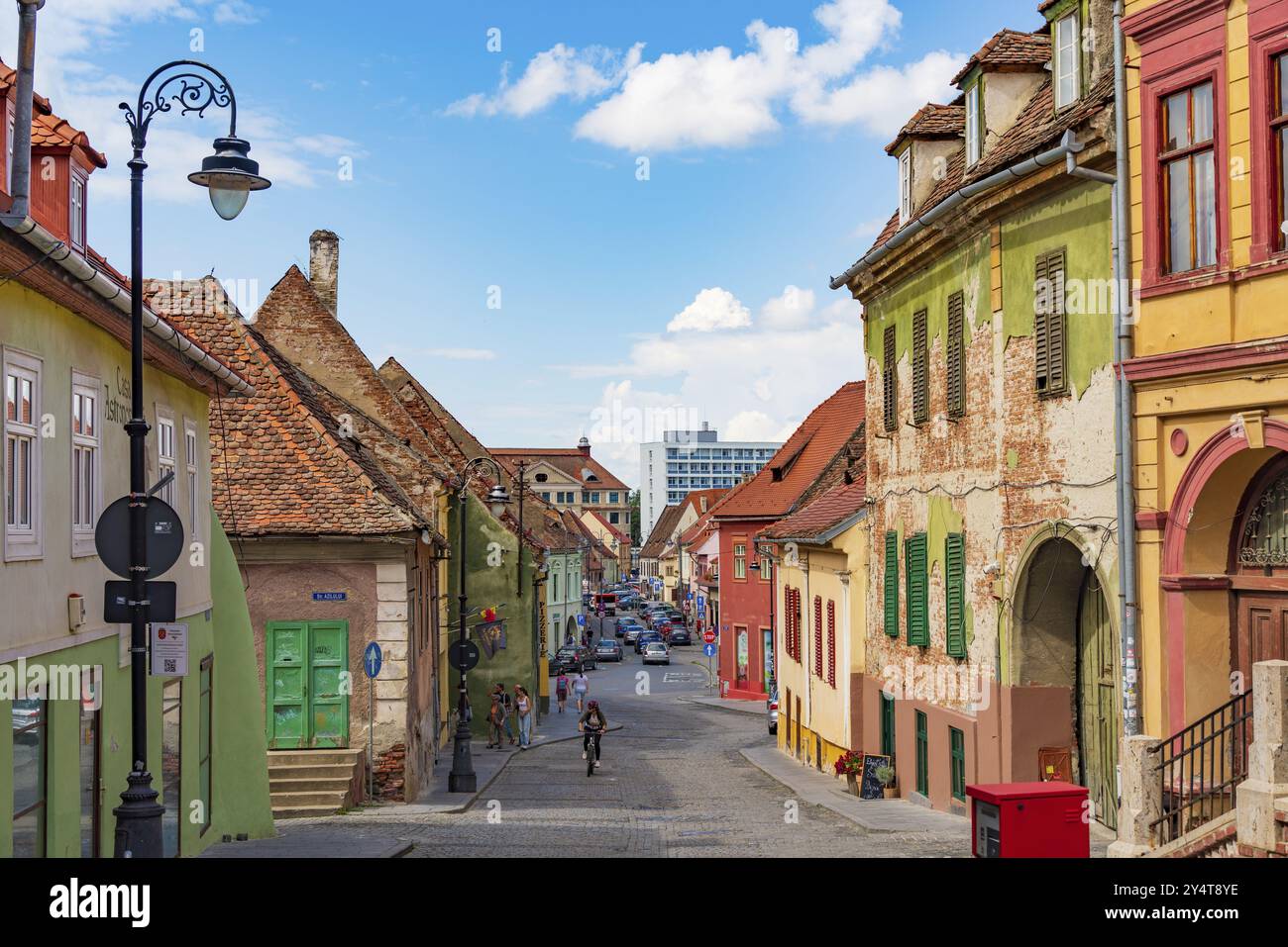 Street view of Sibiu, Transylvania, Romania, Europe Stock Photo - Alamy