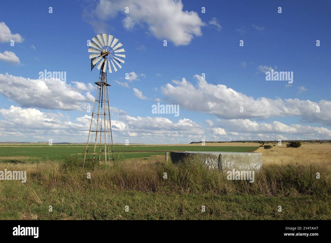 A Windmill in a field in South Africa Stock Photo - Alamy