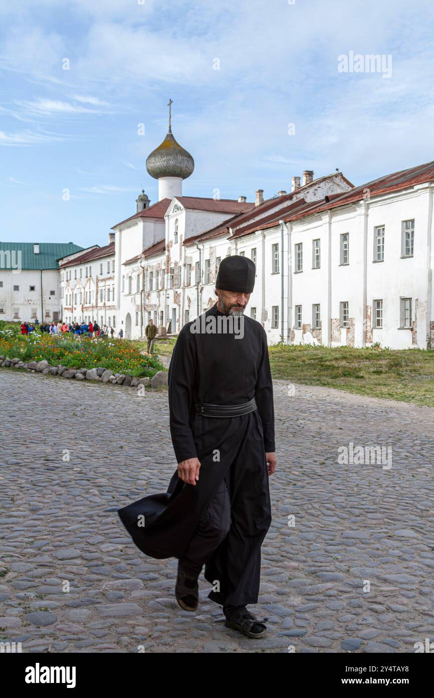 A monk from the Russian Orthodox Solovetsky Monastery founded in 1436 ...