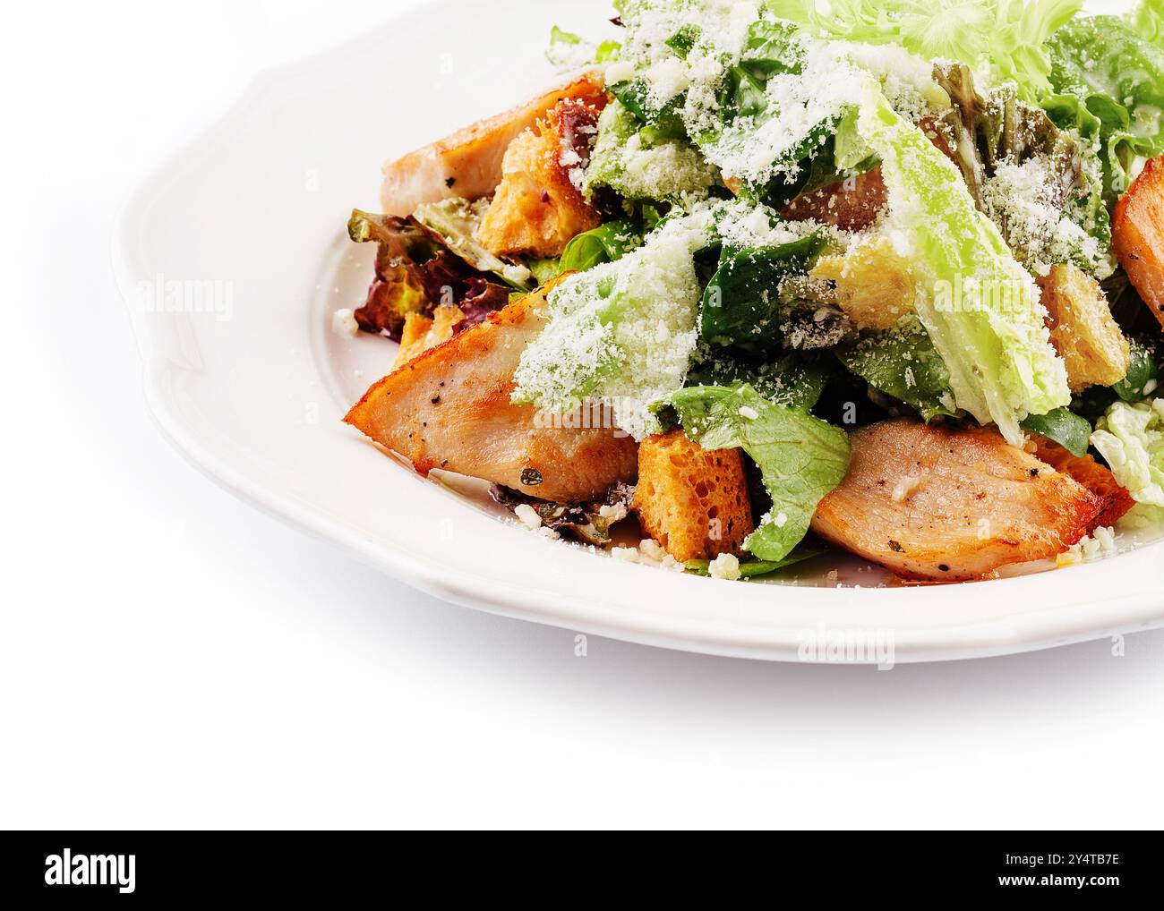 Traditional classic Caesar salad in white plate Stock Photo - Alamy