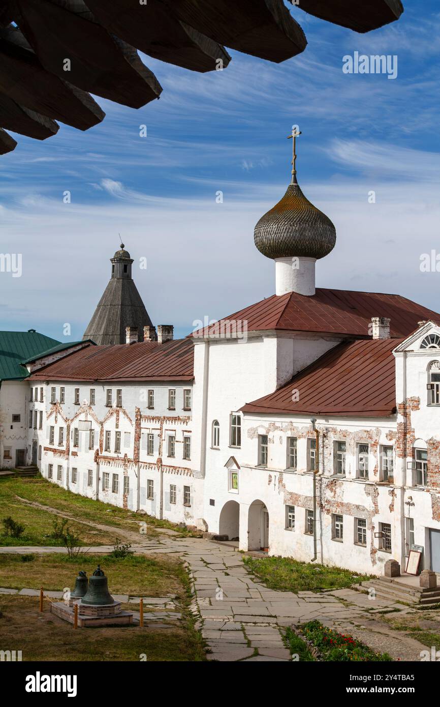 A view of the Russian Orthodox Solovetsky Monastery founded in 1436 by ...