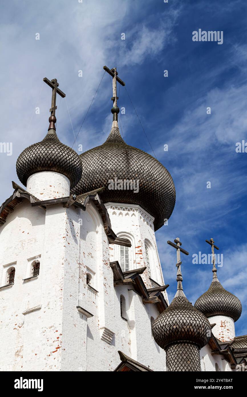 A view of the Russian Orthodox Solovetsky Monastery founded in 1436 by ...