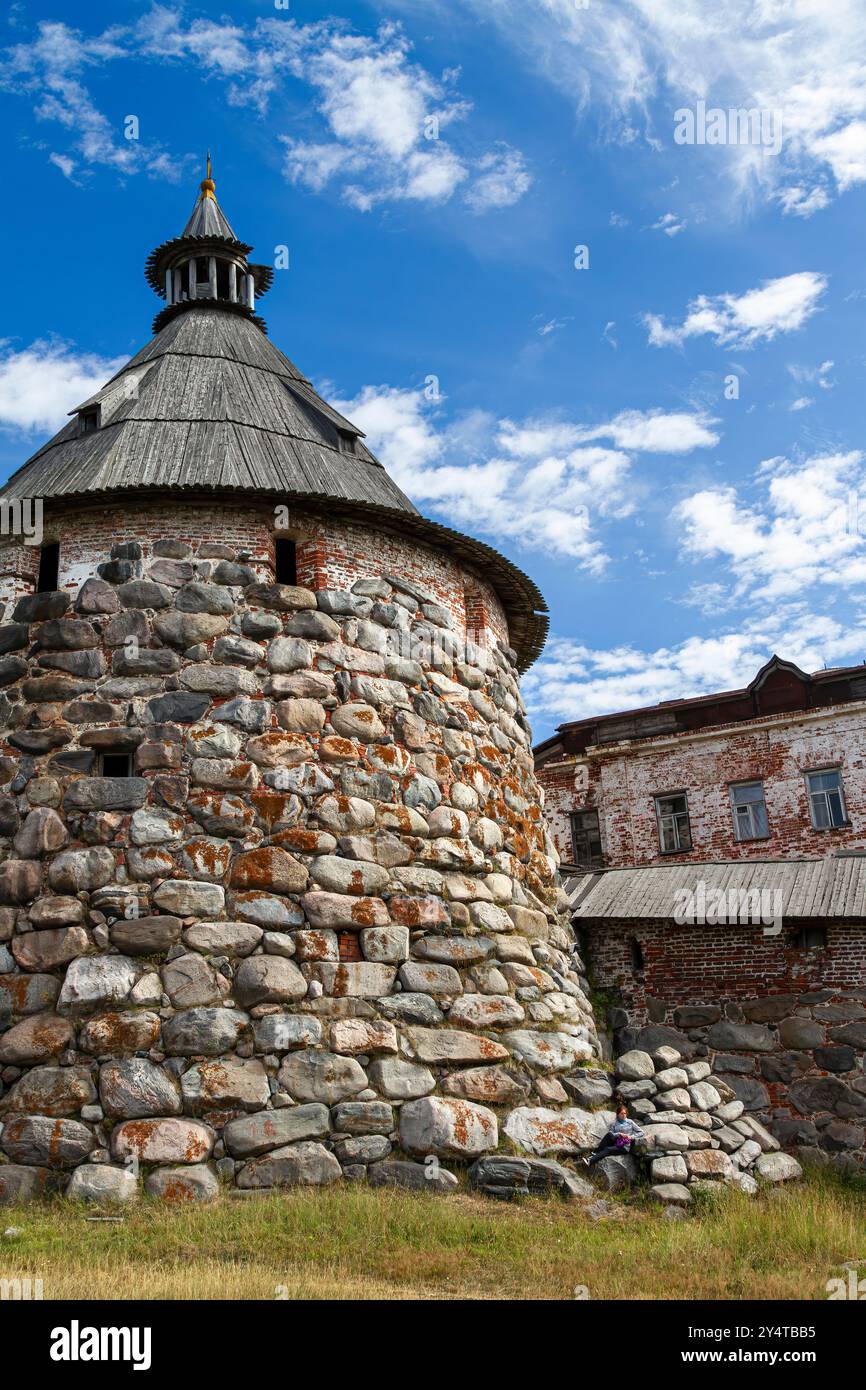 A view of the Russian Orthodox Solovetsky Monastery founded in 1436 by ...
