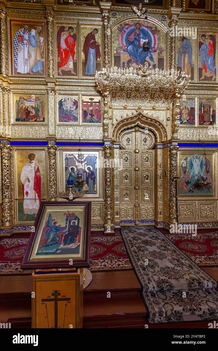 An interior view of the Russian Orthodox Solovetsky Monastery founded ...