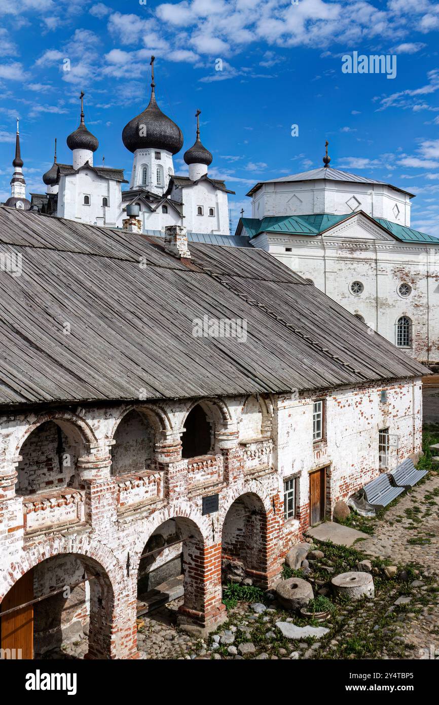 A view of the Russian Orthodox Solovetsky Monastery founded in 1436 by ...