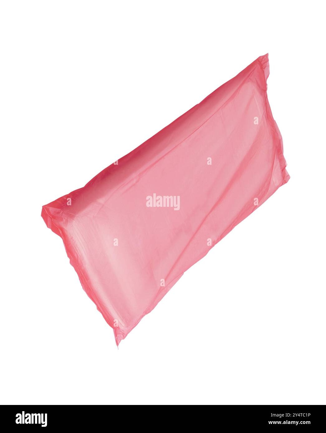 Single red polythene plastic bag ideal for packaging, isolated on a ...