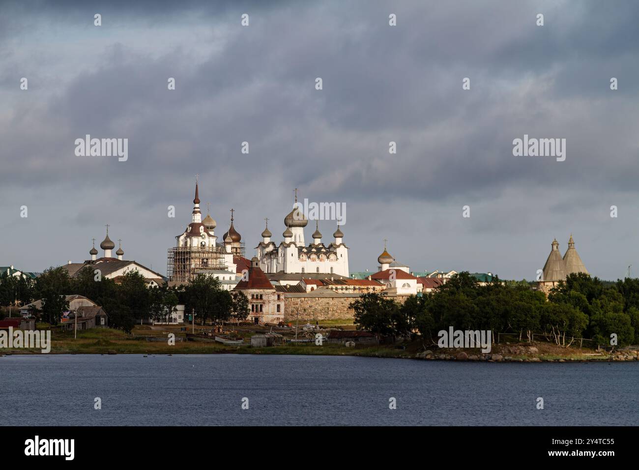 A view of the Russian Orthodox Solovetsky Monastery founded in 1436 by ...