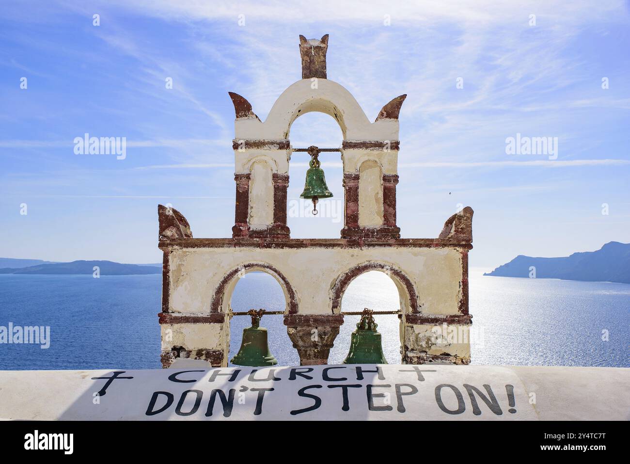Three bell tower in Oia, Santorini, Greece, Europe Stock Photo - Alamy
