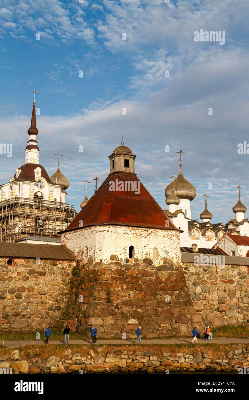 A view of the Russian Orthodox Solovetsky Monastery founded in 1436 by ...