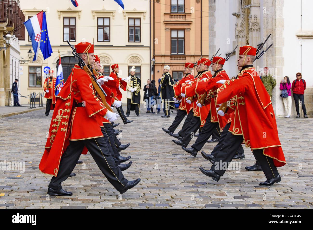 The Changing of the Guard Ceremony at St. Mark Square in Zagreb ...