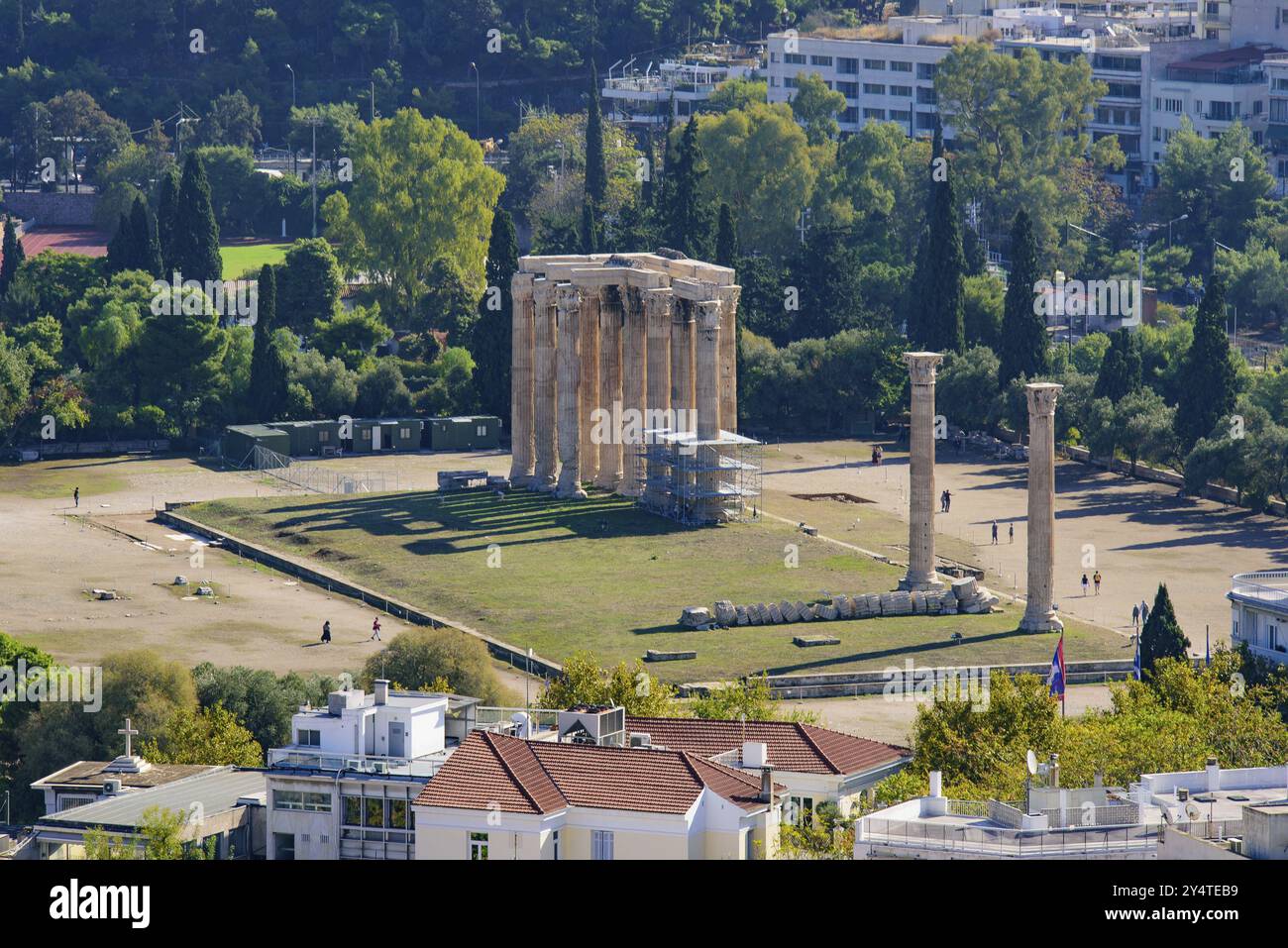 View of Temple of Olympian Zeus from Acropolis, an ancient temple for ...
